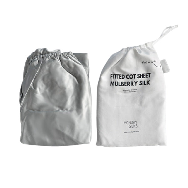 Silk Cot Sheets - Light Grey | Monday Silks NZ